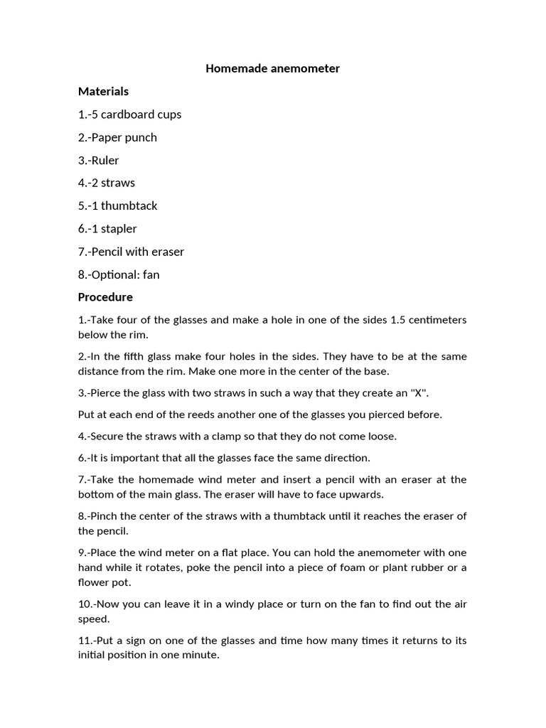 Homemade Anemometer | PDF