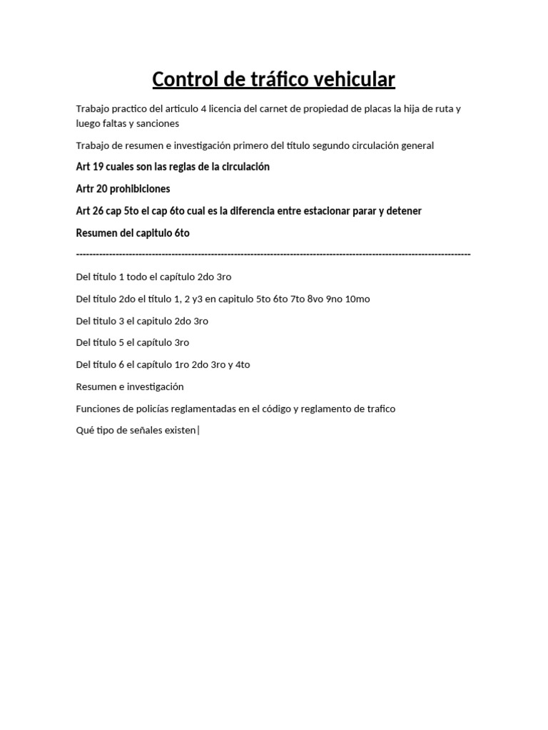 Control de Tráfico Vehicular | PDF