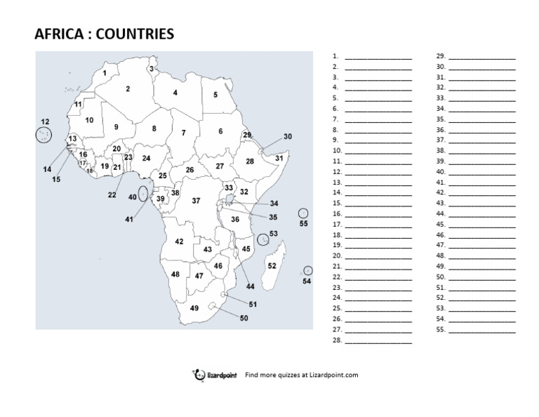 Africa Countries Numbered Blank | PDF