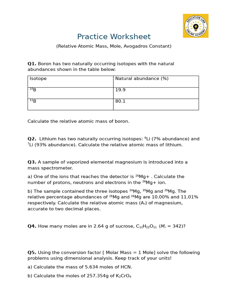 Practice Worksheet | PDF