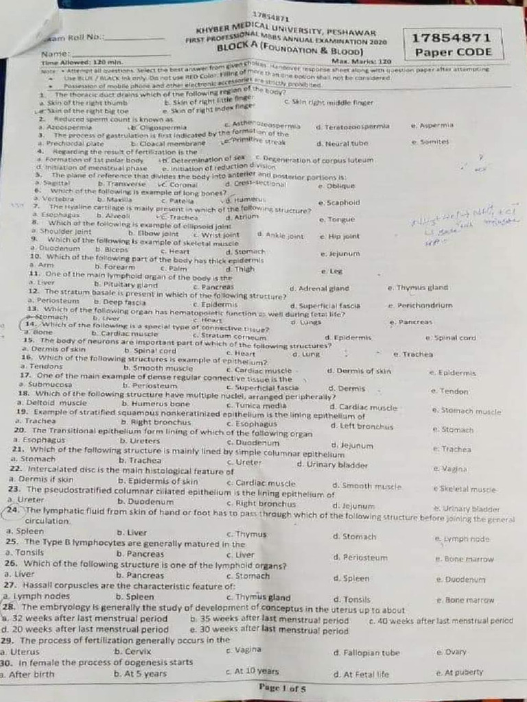 Paper A KMU 2020 First Year | PDF