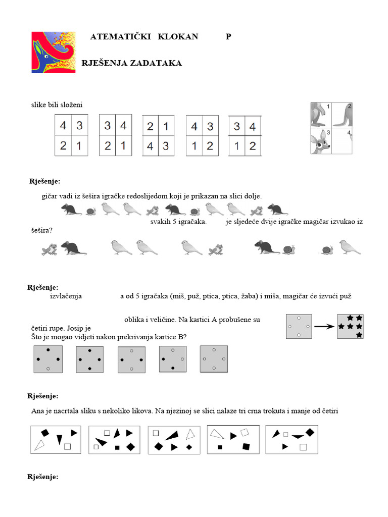MATEMATICKI KLOKAN P 2020 - Rjesenja | PDF