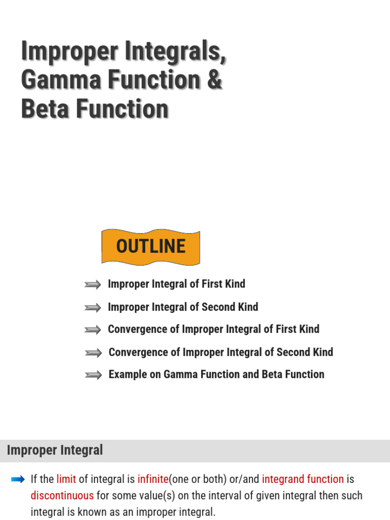 Mat Improper Integrals Gamma And Beta Function Pdf