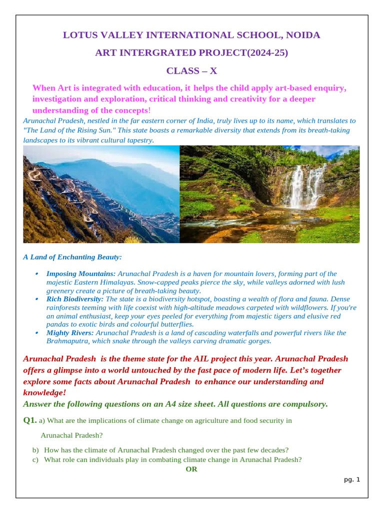 AIL Project on Arunachal Pradesh 2024-25 | PDF | Glacier | Earth Sciences