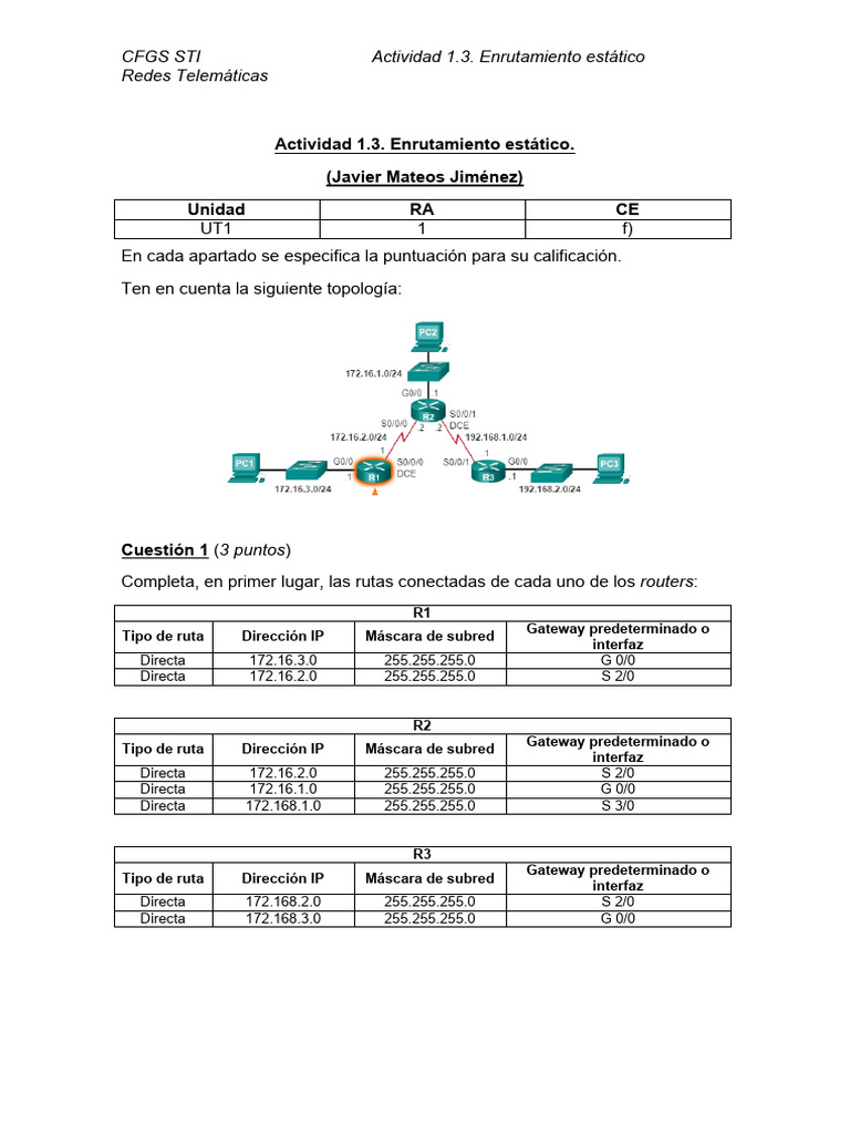 A1.3. Enrutamiento Estático | PDF