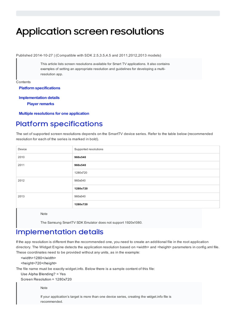 Application Screen Resolutions | PDF