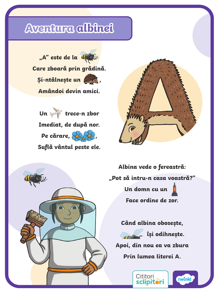 Litera A Aventura Albinei - Poezie Ilustrata | PDF