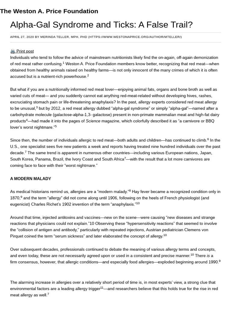 Alpha-Gal Syndrome and Ticks - A False Trail - The Weston A. Price ...