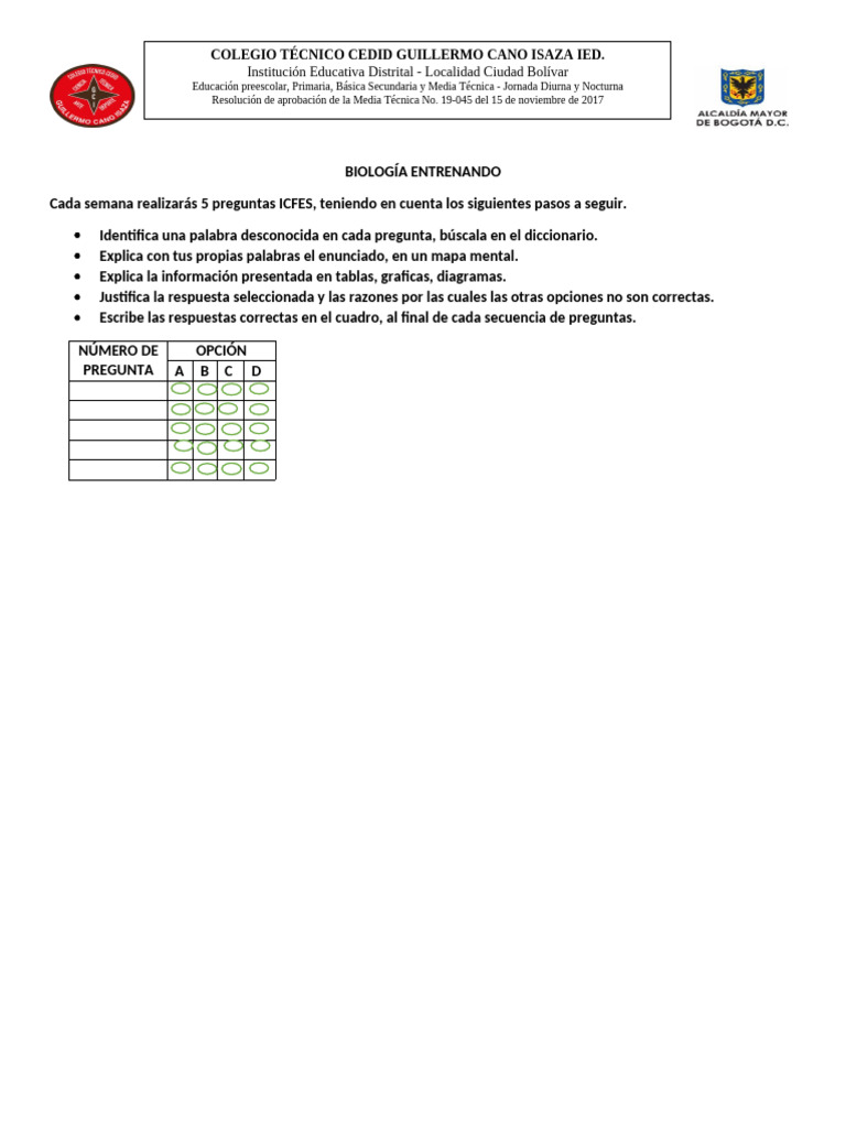 BIOLOGÍA ENTRENANDO 2024 Pre-Icfes | PDF