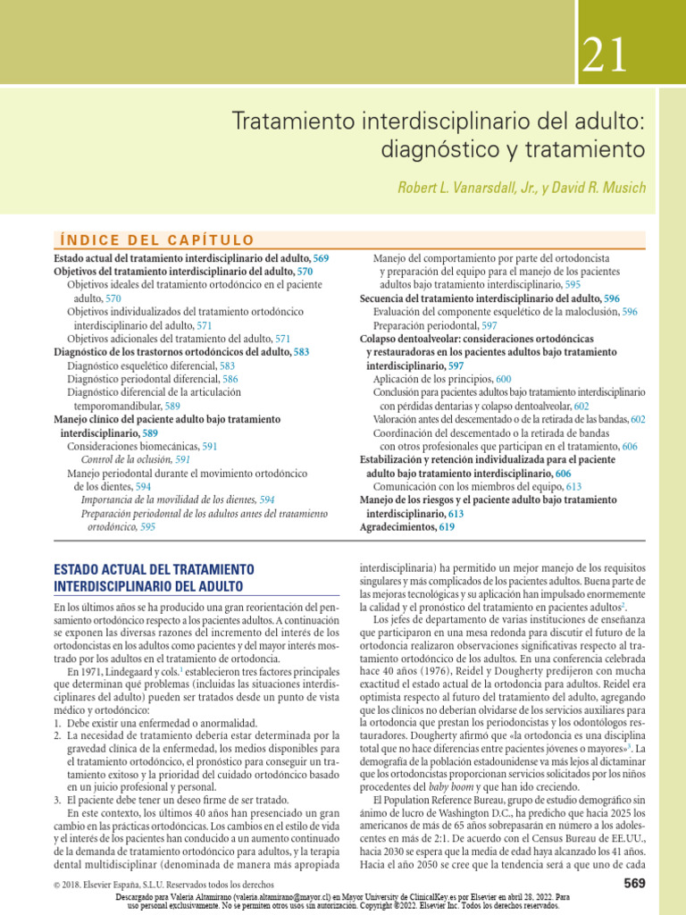 Vanarsdall y Musich. Tratamiento Interdisciplinario Del Adulto en ...