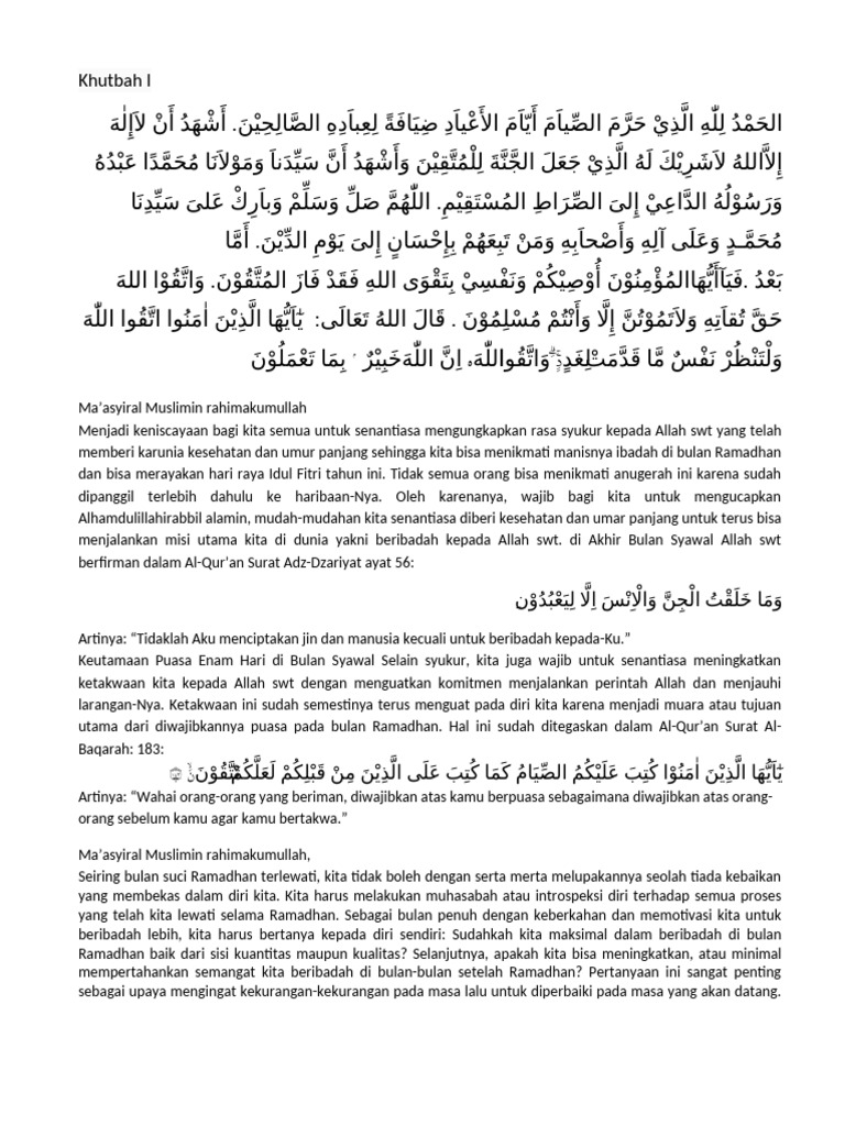 Khutbah I Rivisi 1 | PDF | Sharia | Quran