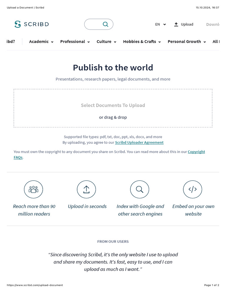Upload A Document - Scribd | PDF | Scribd | Computing