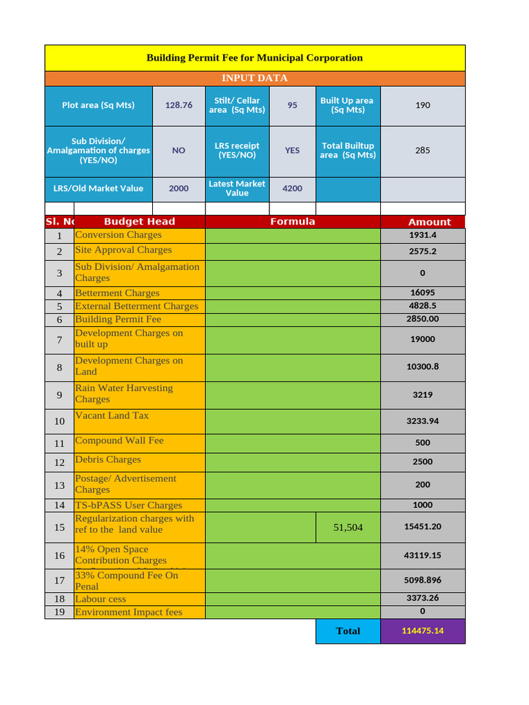 Tsbpass Building FEE Calculation | PDF