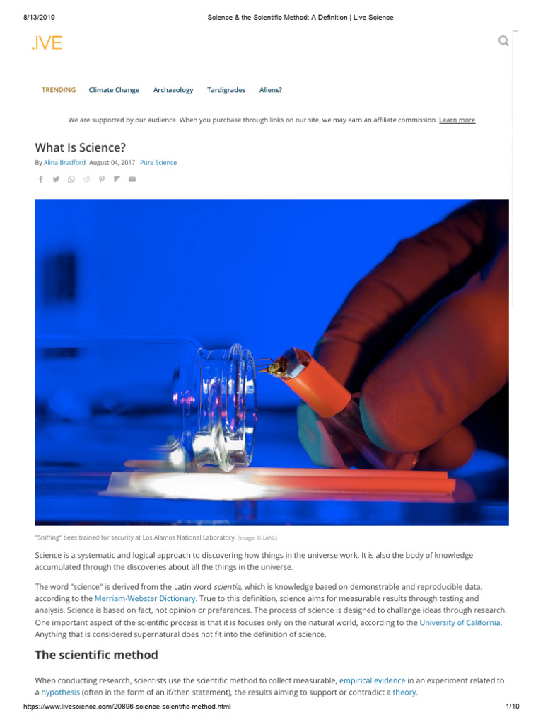 Science The Scientific Method A Definition Live Science | PDF