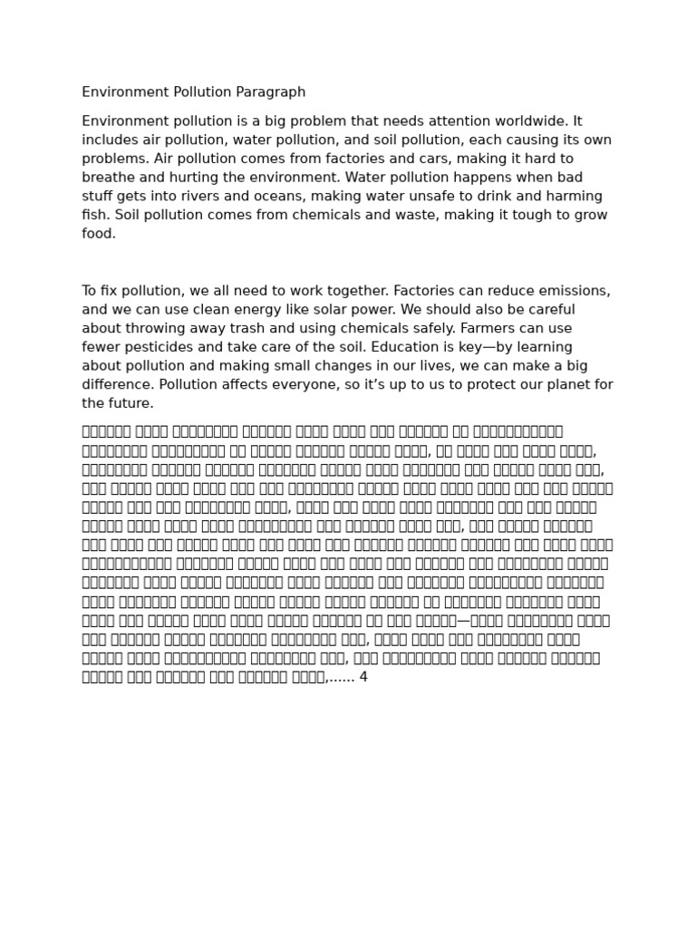 Environmental Pollution Paragraph | PDF