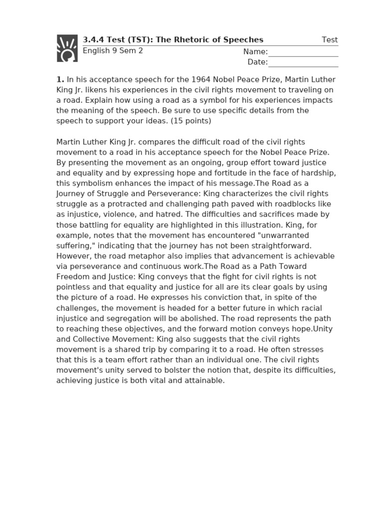 3.4.4 Test (TST) - The Rhetoric of Speeches (Test) | PDF