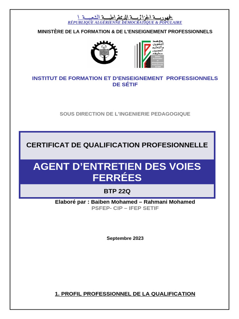CQP Agent D'entretien Des Voies Ferrées | PDF