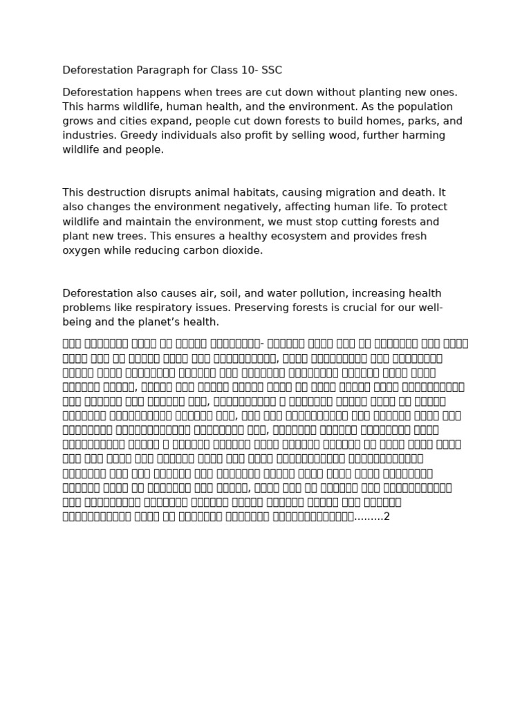 Deforestation Impact for Class 10 Students | PDF