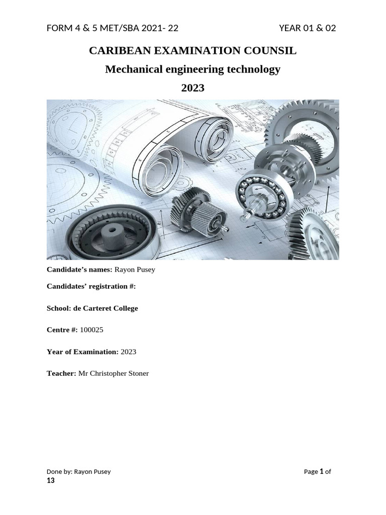 Mechanical Enginering Technology Sba | PDF | Marketing | Chair