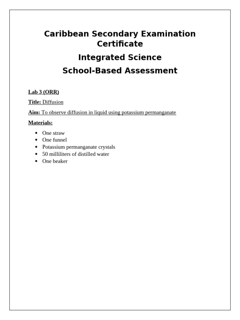 LAB 1 Diffusion | PDF