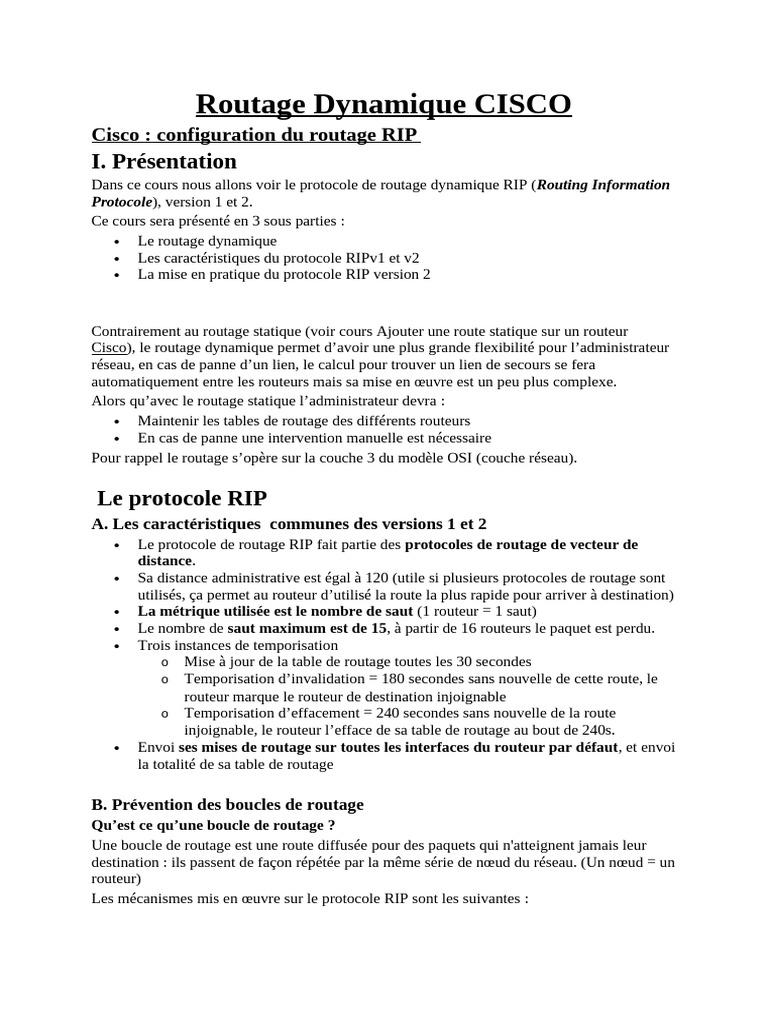 Routage Dynamique RIP v2 | PDF