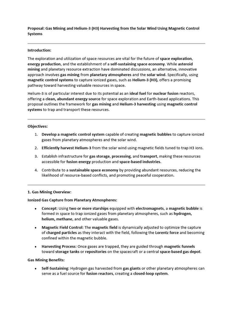 Gas Mining and H3 Extracting in Space | PDF | Outer Space | Plasma ...