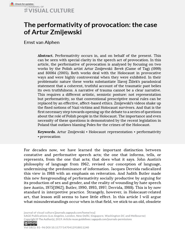 The Performativity of Provocation The Case of Artu | PDF