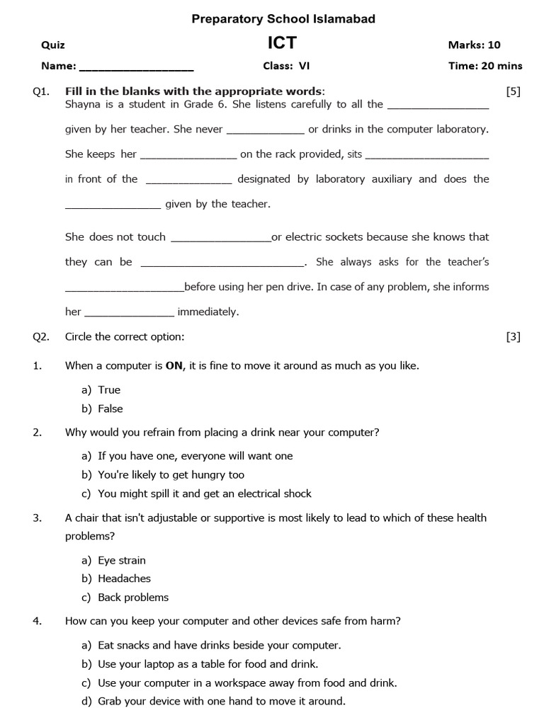 Class 6 Quiz | PDF