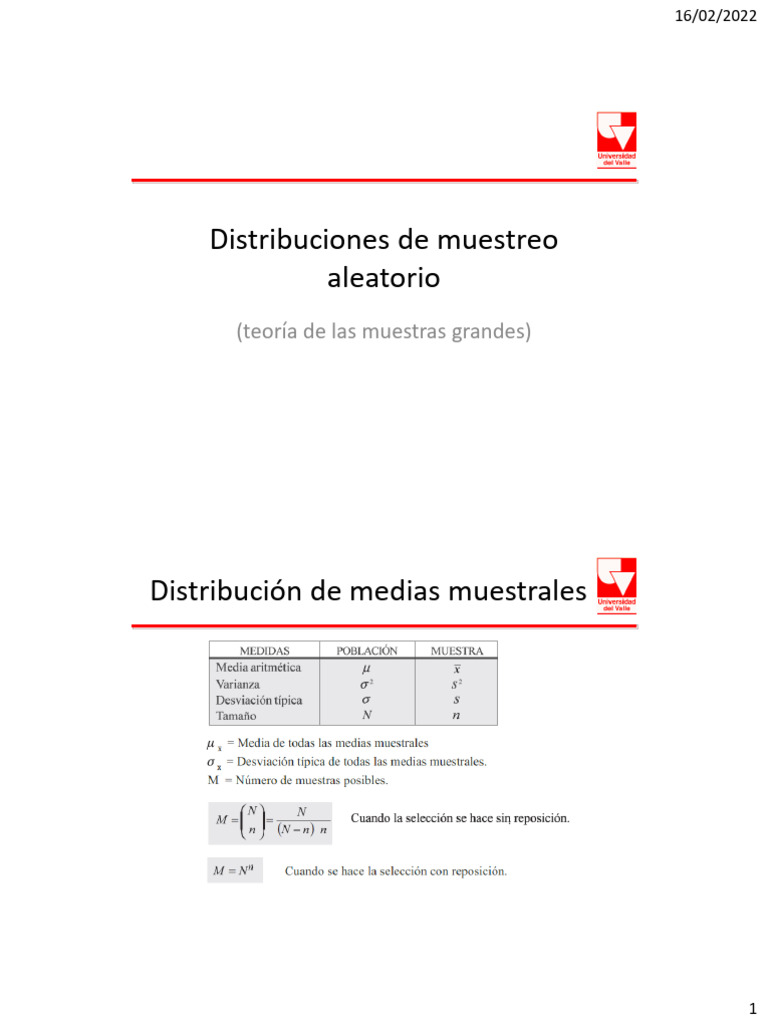 Distribuciones de Muestreo Aleatorio | PDF