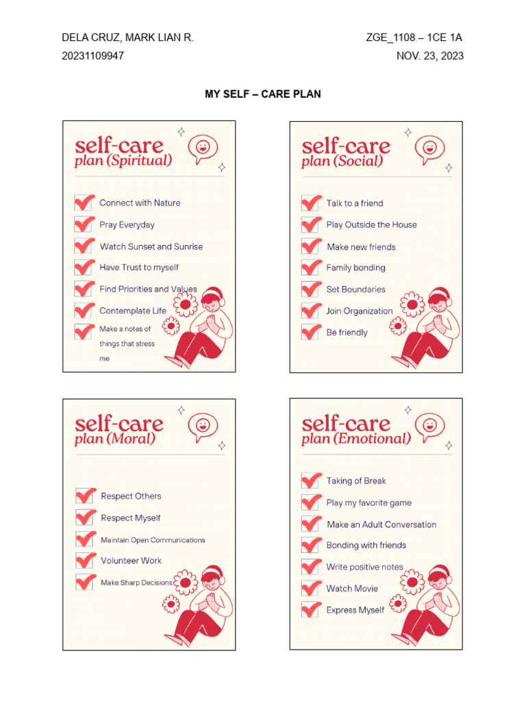 My Self - Care Plan | PDF