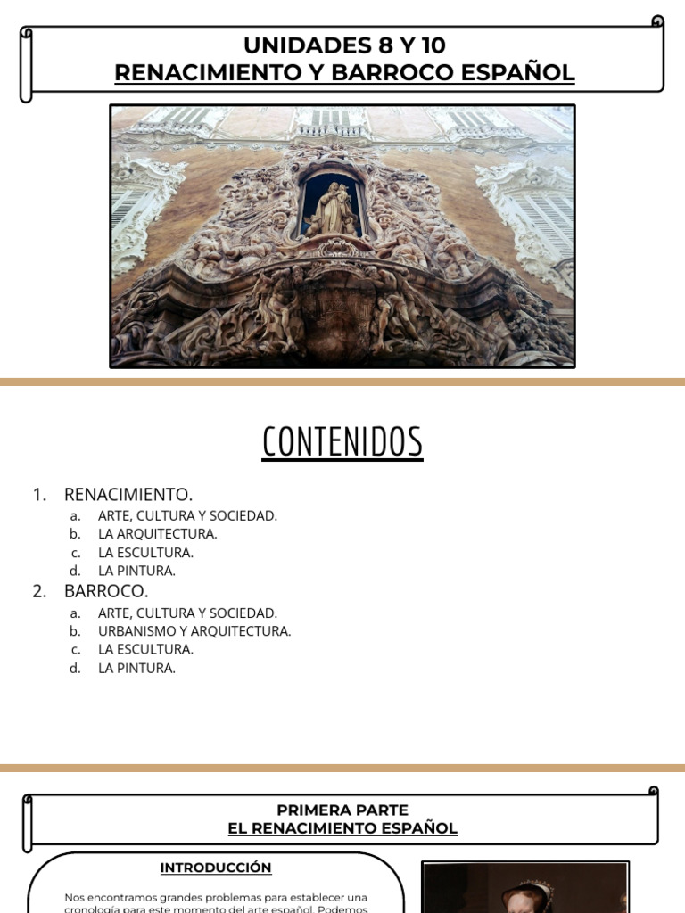 Unidades 8 y 10. Renacimiento y Barroco Español. | PDF