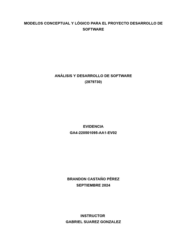 Modelos Conceptual y Lógico para El Proyecto Desarrollo de Software | PDF