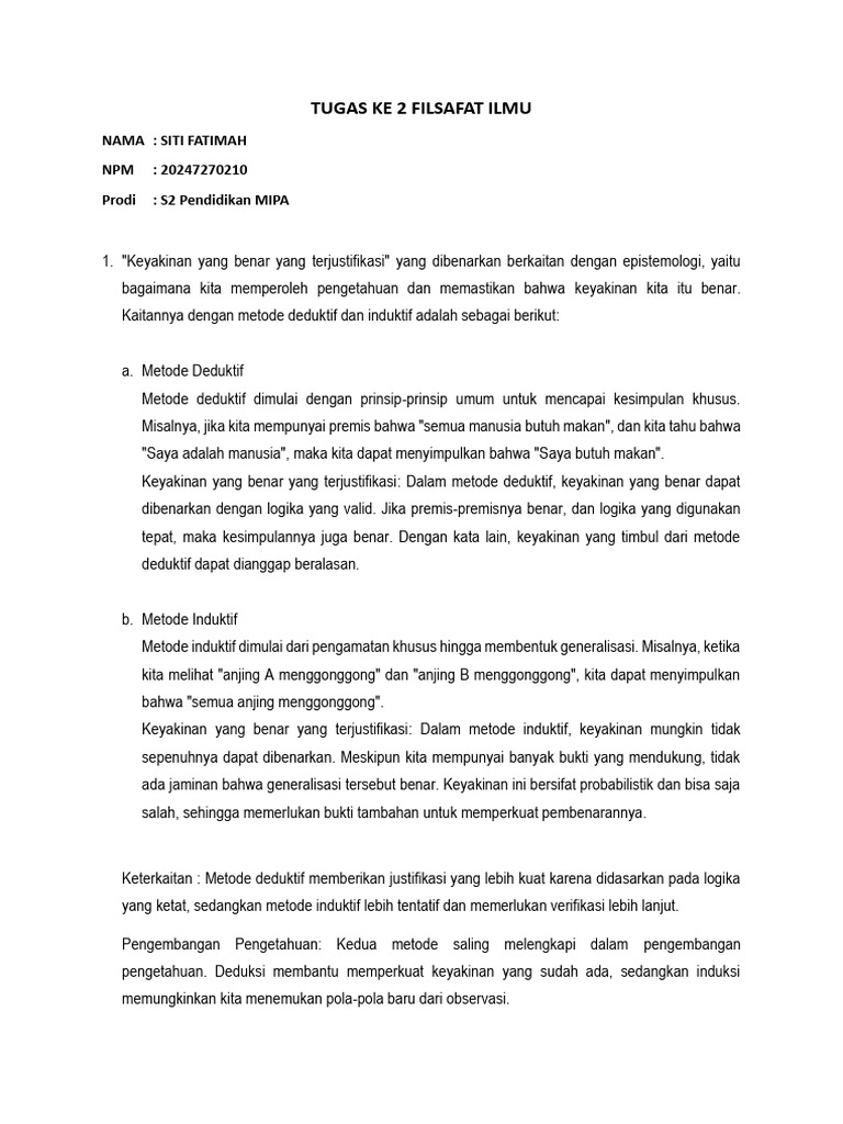 Tugas Ke 2 Filsafat Ilmu | PDF