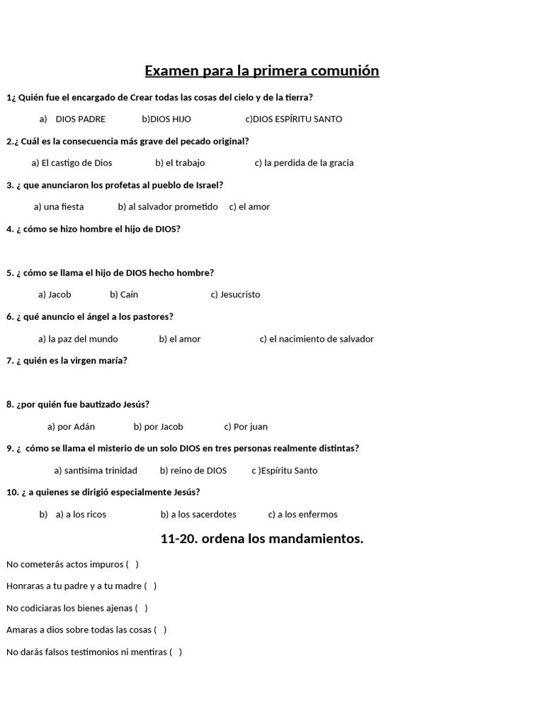 Examen Confirmación | PDF