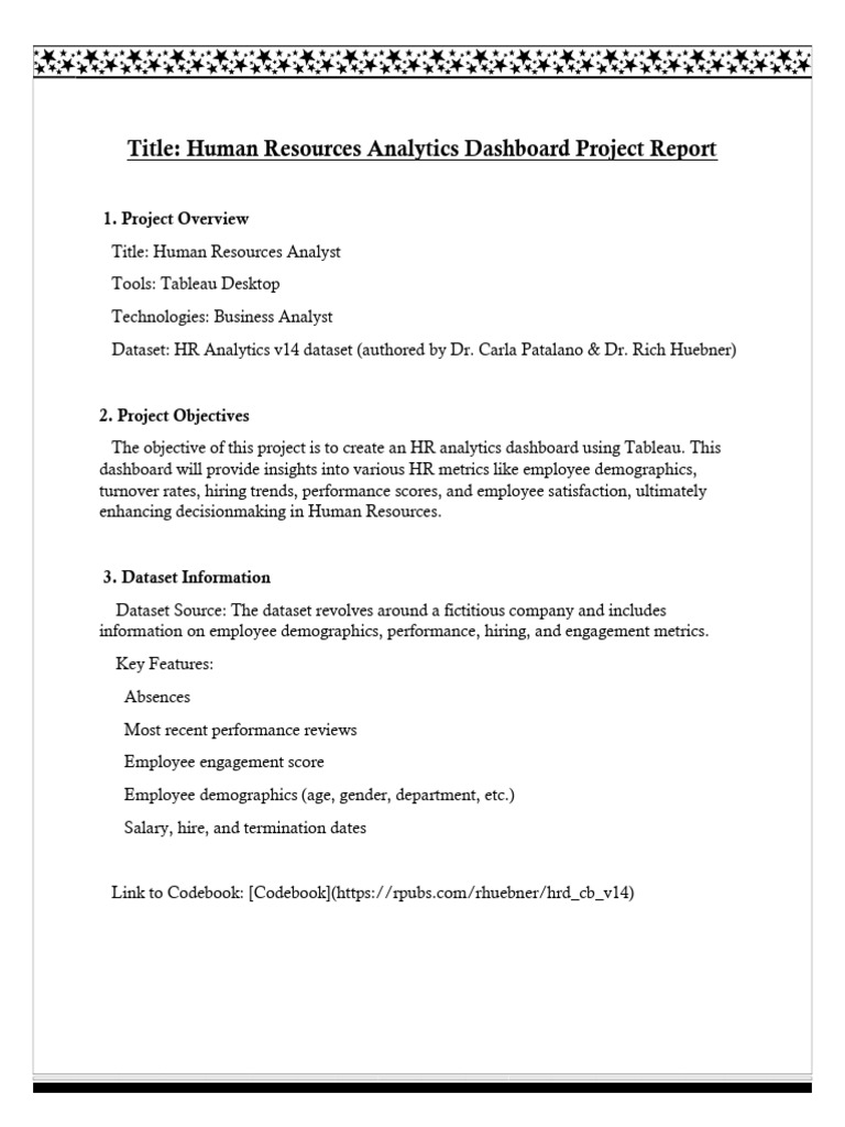 Human Resources Analytics Dashboard Project Report | PDF
