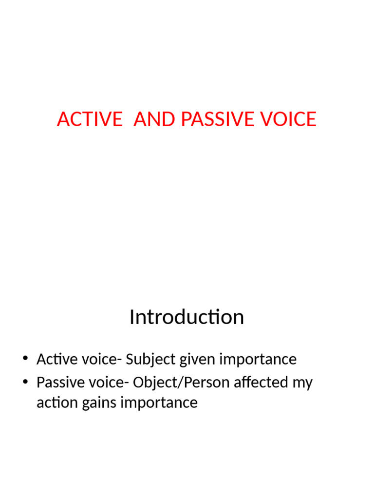 Active and Passive | PDF