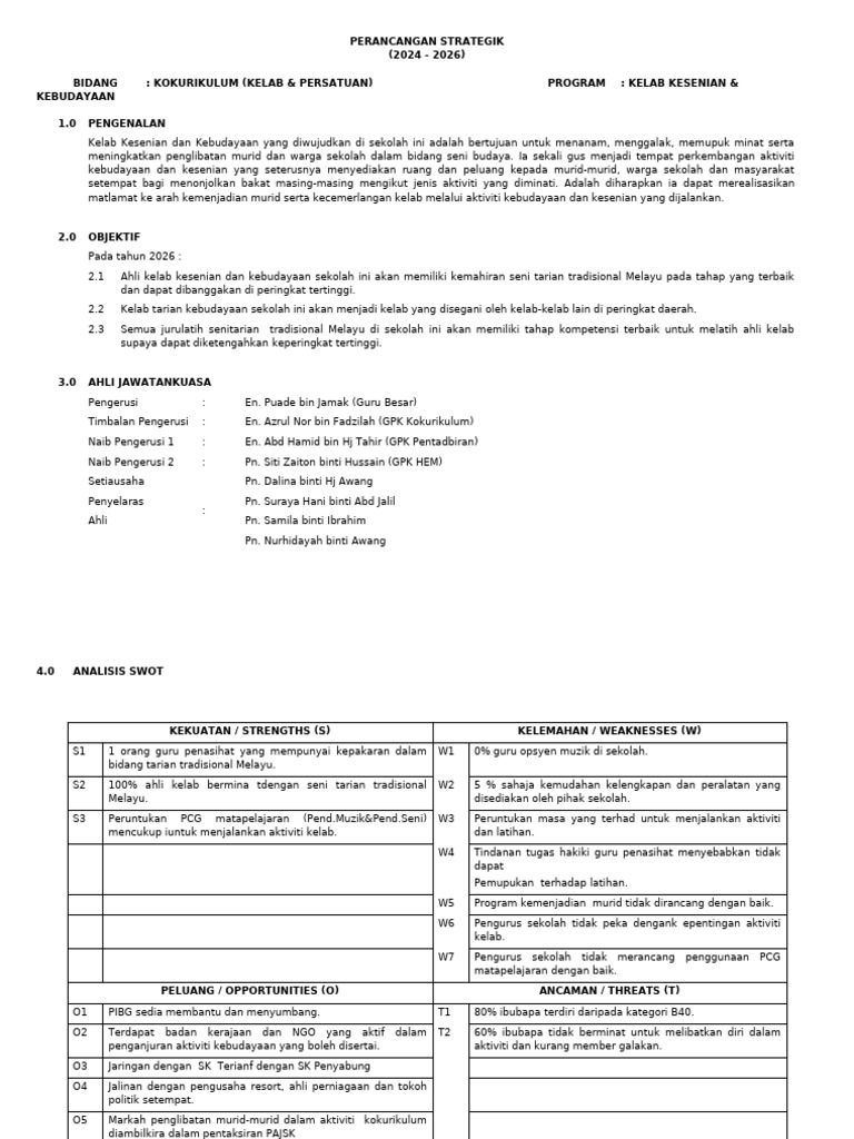 2024-2026 - Kelab Kesenian | PDF