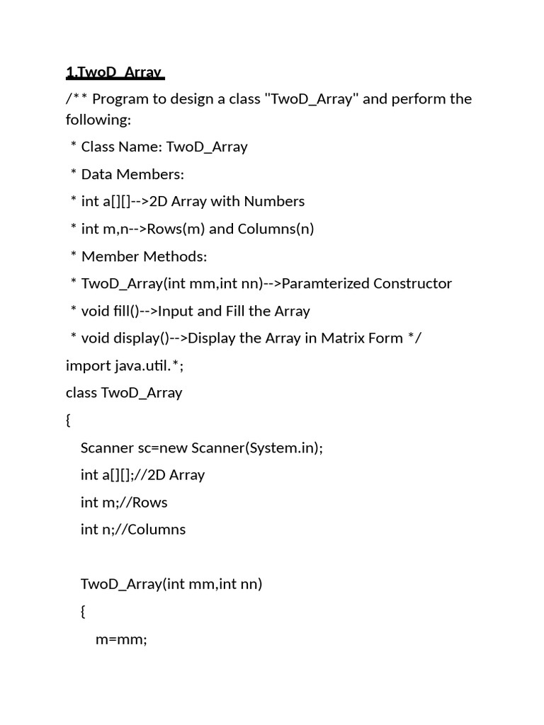 TwoD Arrays | PDF