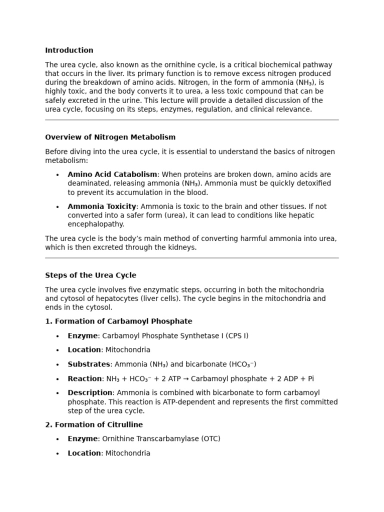 Urea Cycle | PDF | Urea | Science & Mathematics