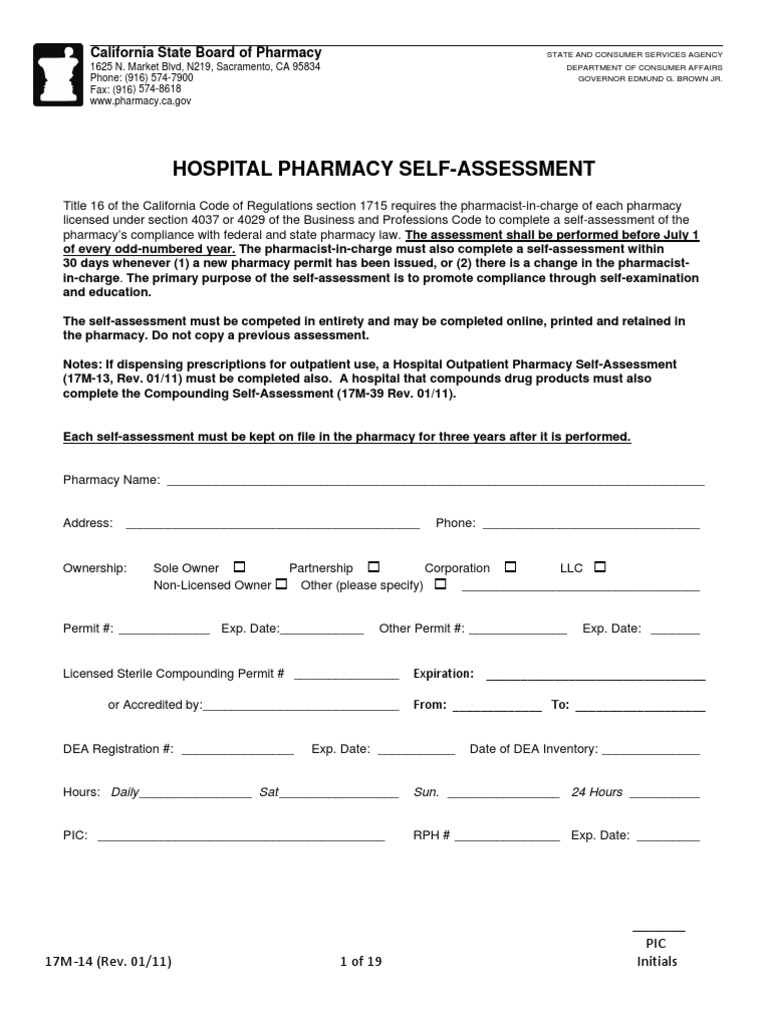 Hospital Pharmacy Self-Assessment Guide | PDF | Pharmacy | Medical ...