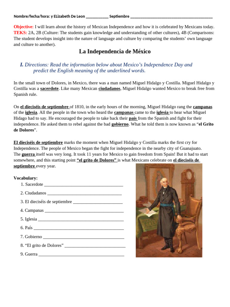 2023 ACTIVIDAD La Independencia de México | PDF