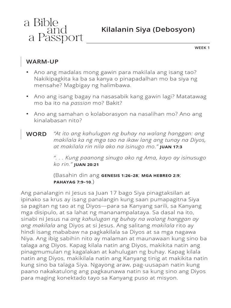 A Bible and A Passport 1 Kilalanin Siya (Debosyon) Mobile | PDF | Religion & Spirituality ...