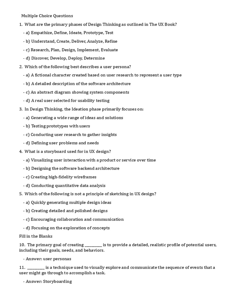 UIUX Module 2 Additional Questions | PDF | Usability | Design Thinking
