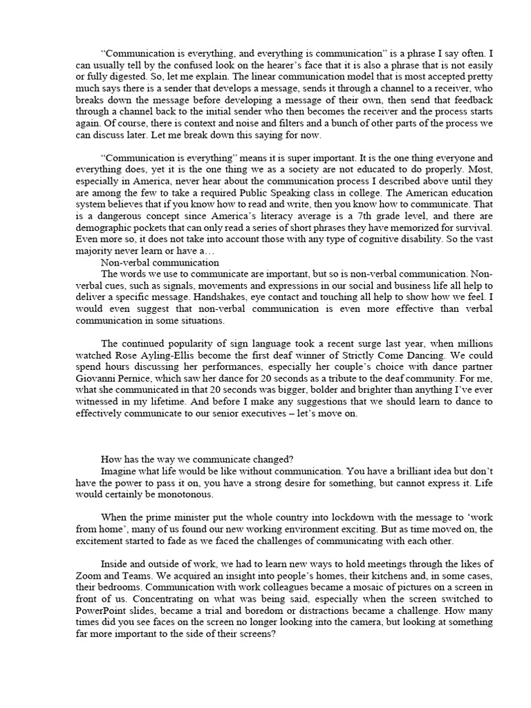 Communication Is Everything. Everything Is Communication | PDF