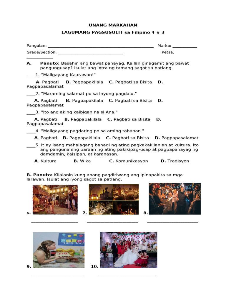 Lagumang Pagsusulit 1.1.3 | PDF