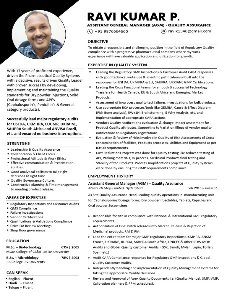 P Ravi Kumar - AGM Profile PDF | PDF