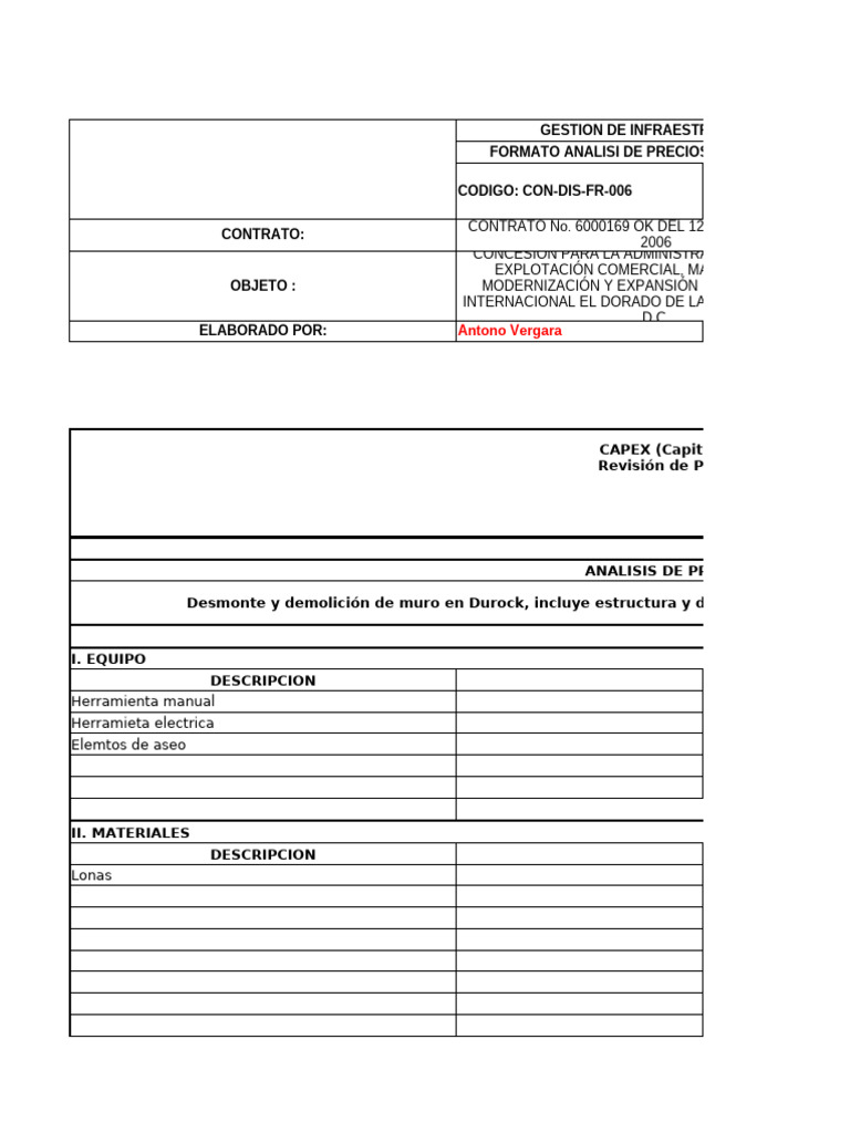 Anexo Formato APU SIELCO | PDF