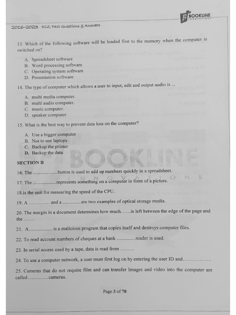 Computer 8-9 Past Papers Revision Kit | PDF