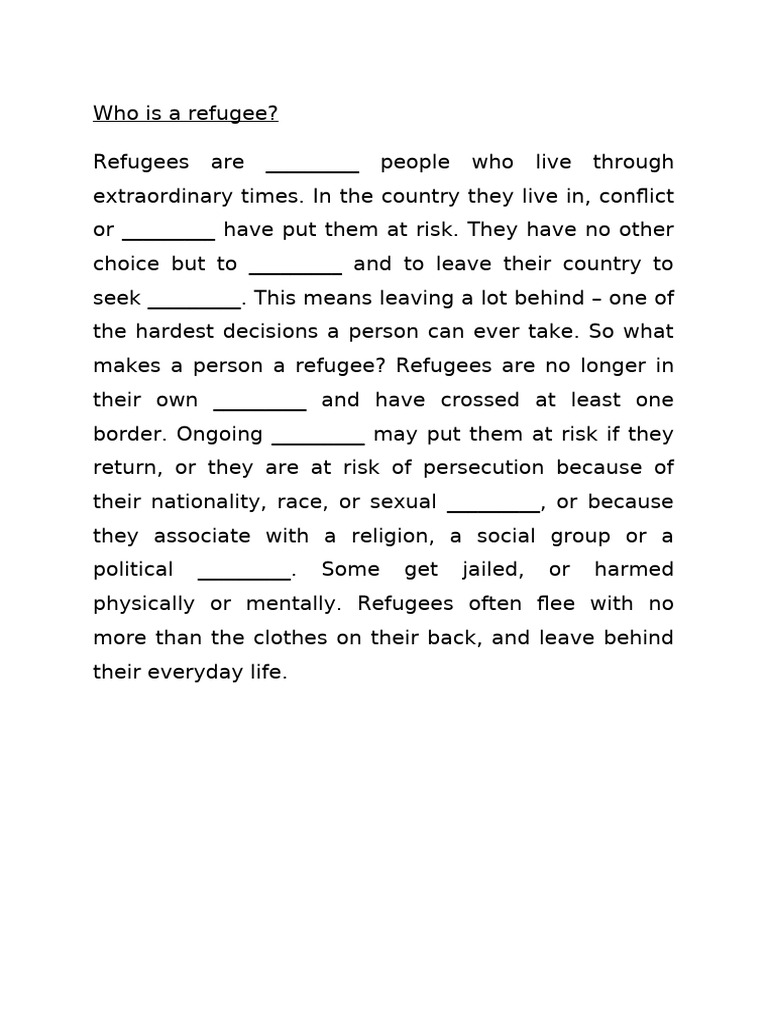 Who Is A Refugee - Gap Fill | PDF