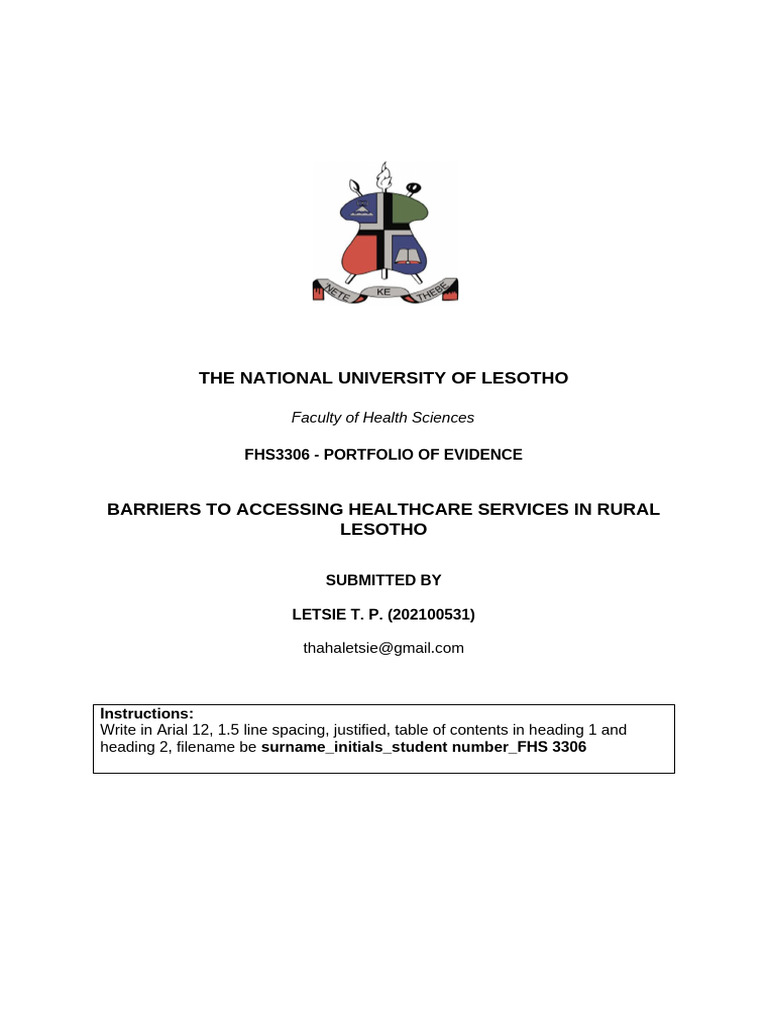 Letsie Thaha 202100531 FHS 3306 | PDF | Health Equity | Social Science